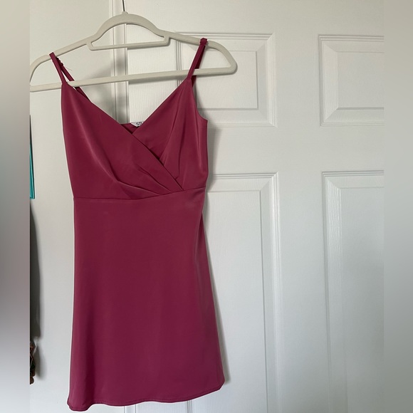 Francesca's Collections | Dresses | Satin Dark Pink Dress | Poshmark